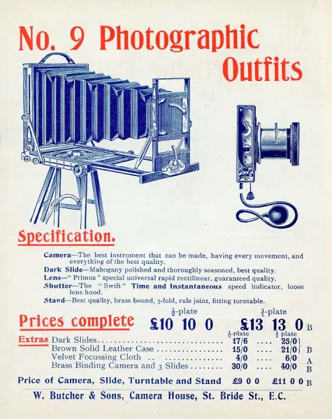 No 9 Half Plate or Full Plate Photographic Camera Outfit