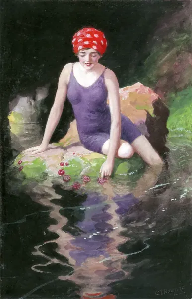 Bathing girl on rock Date: 1920s Our beautiful Wall Art and Photo Gifts ...