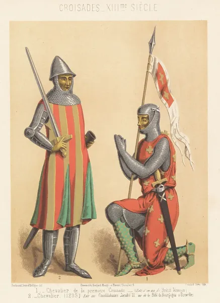 Crusader knights in chainmail armour, 13th century