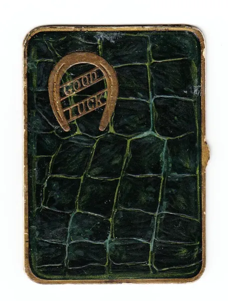 Good Luck card in the shape of a cigarette and cigar box