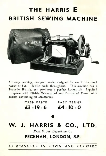 Harris Sewing Machine Model E, from W H Harris & Co Ltd