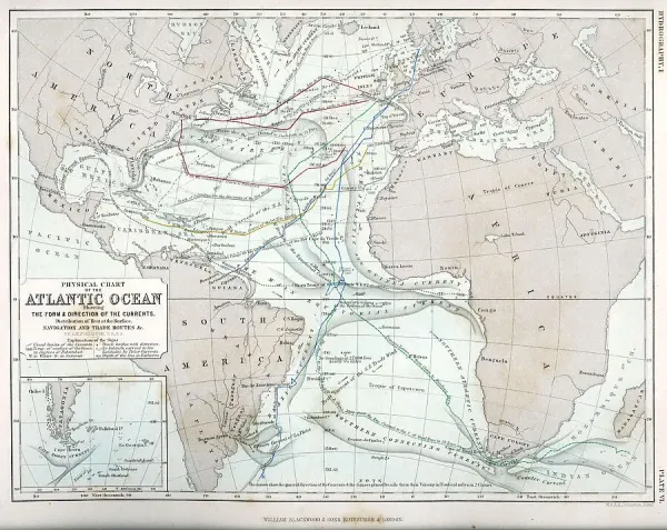 Physical Chart of Atlantic Ocean (Currents, Temperatures ?)