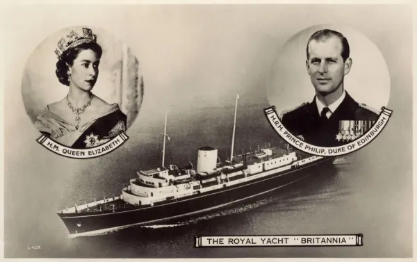 Royal Yacht Britannia card issued to commemorate launch