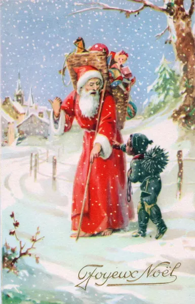 Vintage Christmas Paintings Christmas Lamppost "Oh Holy Night"