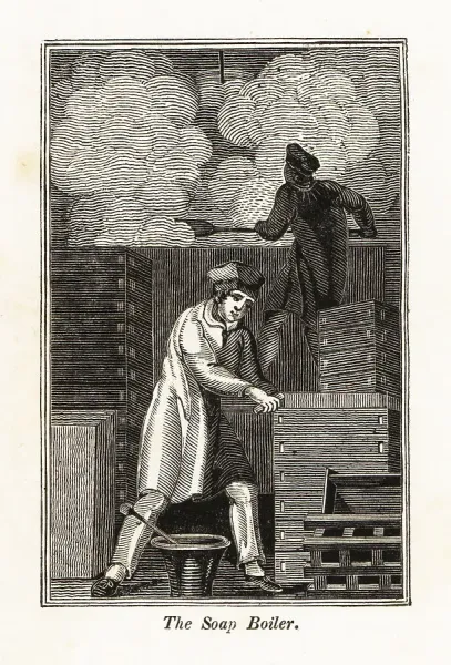 Jigsaw Puzzle of Soap-makers boiling soap in a factory