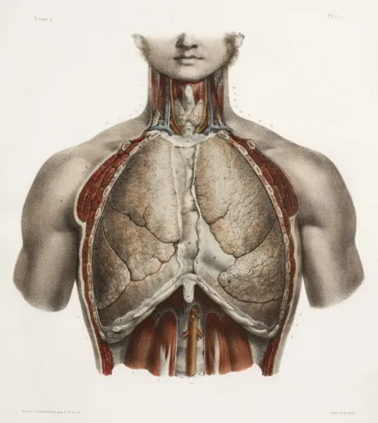 Jigsaw Puzzle of Chest anatomy, 19th Century illustration