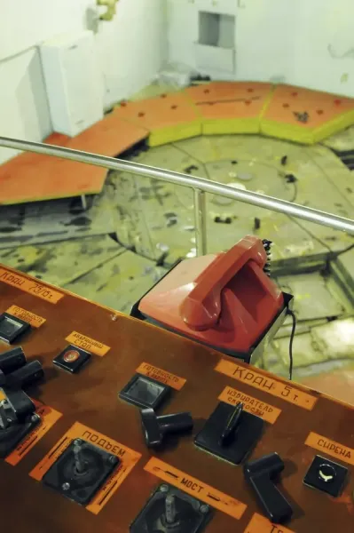 First nuclear power station. View of the reactor hall of