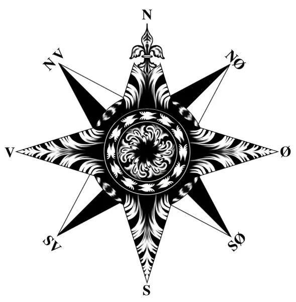 Compass Rose Black And White Tattoo Renaissance Compass Rose, Artwork