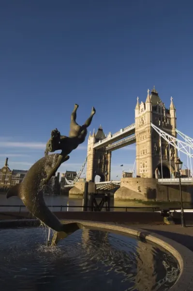 Tower Bridge and Girl with a Dolphin statue Our beautiful Wall Art and ...