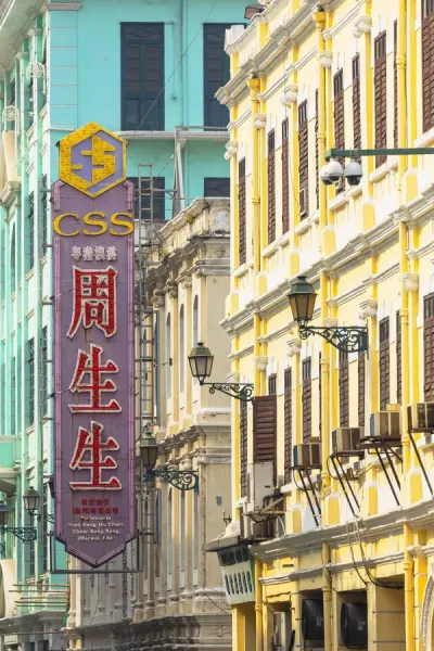 Chinese sign and colonial buildings, Macau, China Our beautiful Wall ...