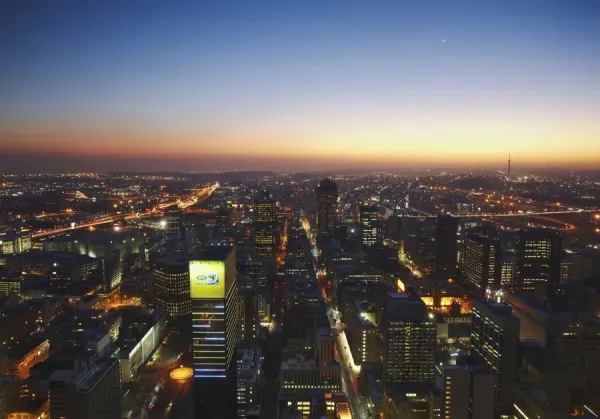 View of downtown Johannesburg at sunset Our beautiful Wall Art and ...