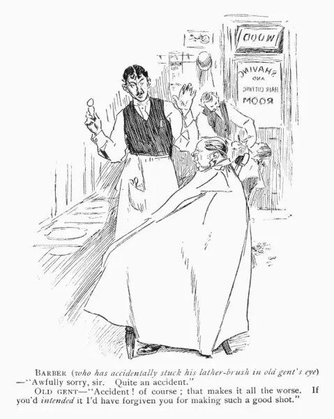 BARBER SHOP CARTOON. Cartoon from an American magazine