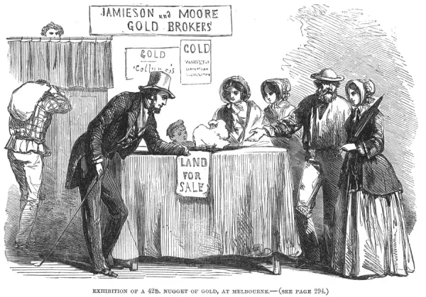 MELBOURNE: GOLD NUGGET. Exhibition of a 42lb nugget of gold