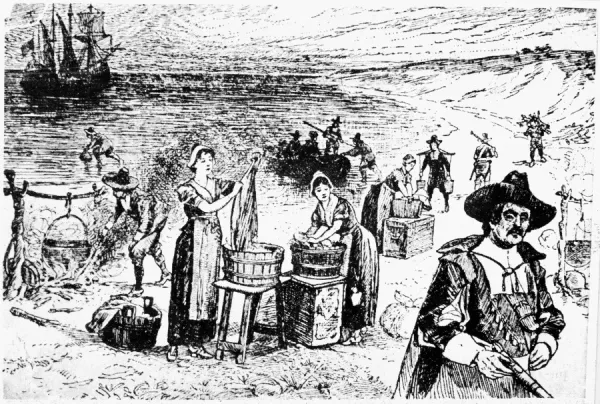 PILGRIMS: WASHING DAY. The pilgrims first washing day