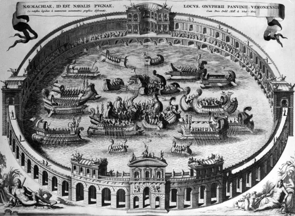 Ancient Rome Naumachia Space Roman Fresco Showing The Trireme During