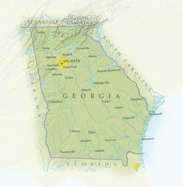 Physical Map Of Georgia Georgia Reference Map