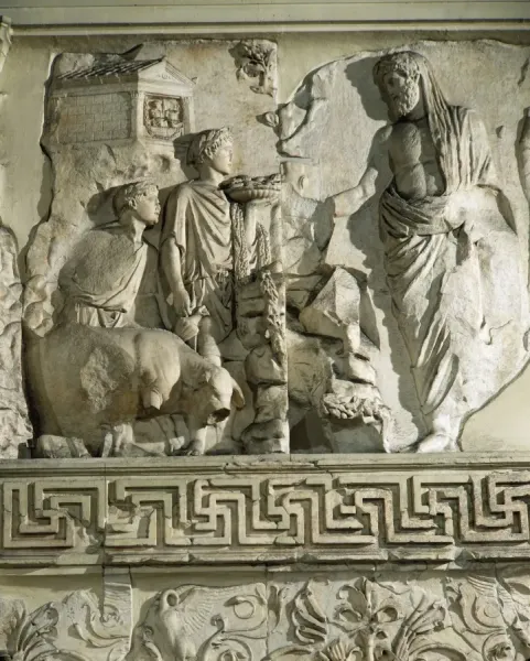 Penates Rome Ara Pacis, West Precinct Wall Depicting The Sacrifice Of