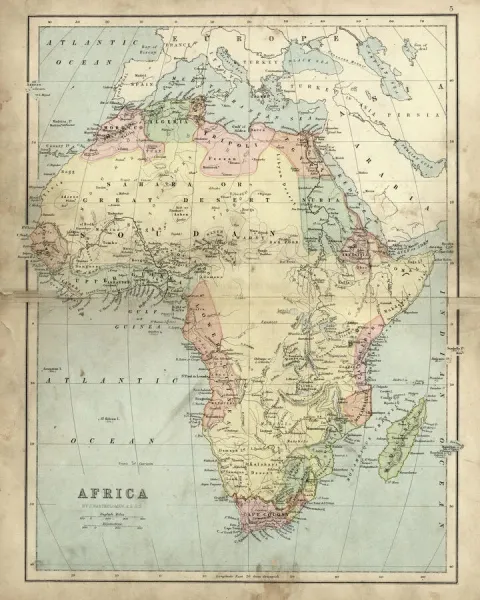 Antique map of Africa in the 19th Century, 1873 Our beautiful Wall Art ...