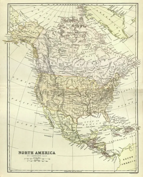 Antique map, North America, Canada and USA Our beautiful Wall Art and ...