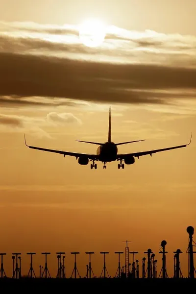 Plane Landing Sunset