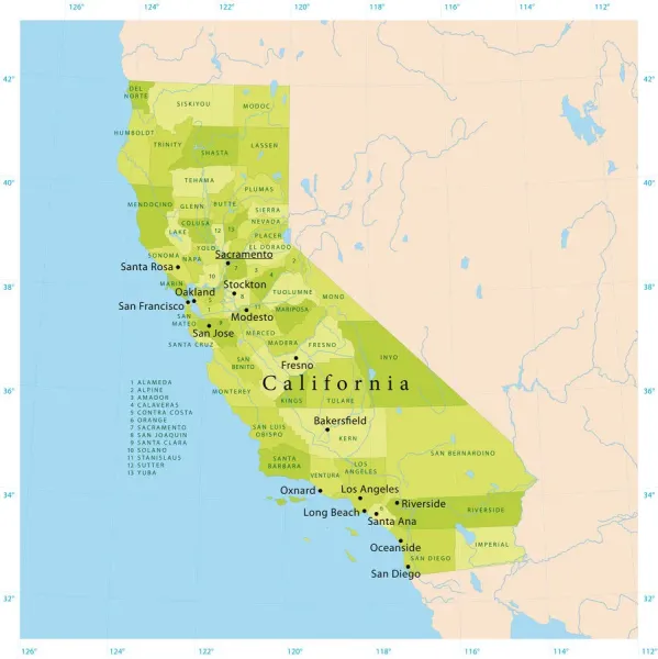 California Vector Map Our beautiful Wall Art and Photo Gifts include ...
