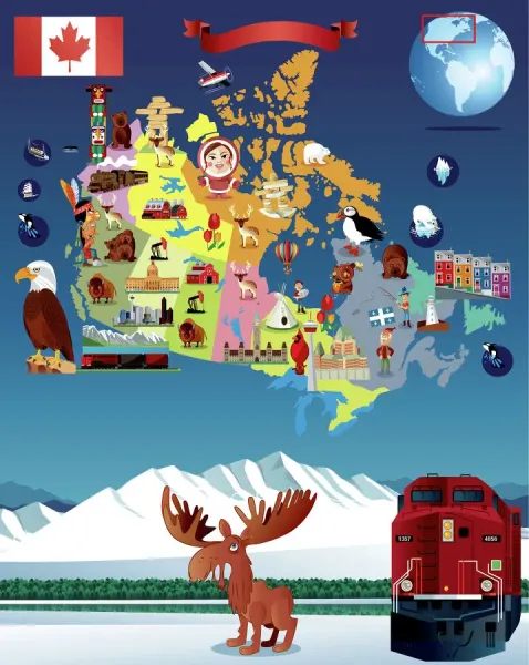 Cartoon map of Canada Our beautiful Wall Art and Photo Gifts include ...