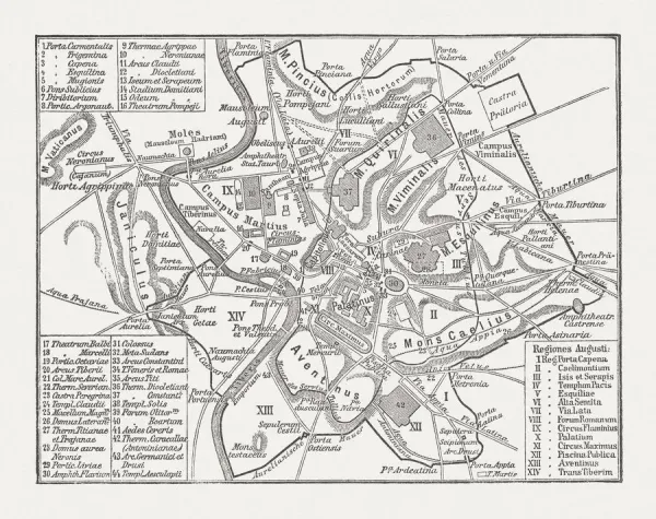 Stadtplan der alten Rom, Holzschnitt Unsere schönen Wandkunst- und ...