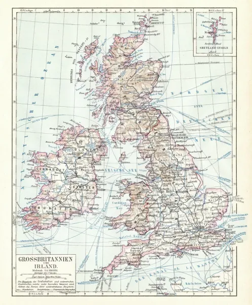 Great Britain and England map 1895 Our beautiful Wall Art and Photo ...