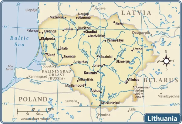 Lithuania country map Our beautiful Wall Art and Photo Gifts include ...