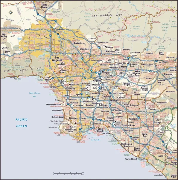 Los Angeles, California area map Our beautiful Wall Art and Photo Gifts ...