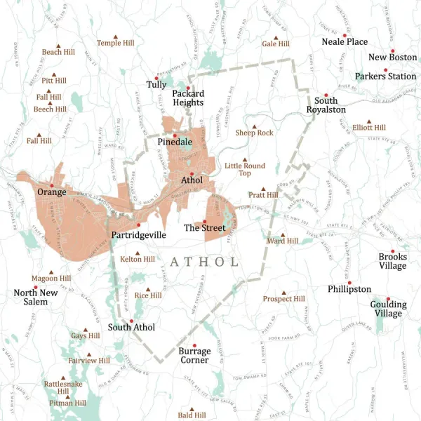 Jigsaw Puzzle of MA Worcester Athol Vector Road Map