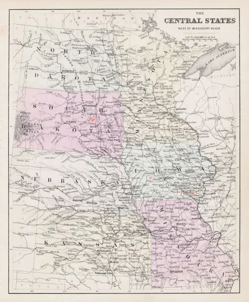 Map of central States USA 1877 Our beautiful Wall Art and Photo Gifts ...
