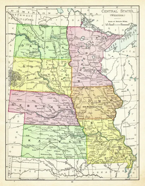 Map of central states USA 1895 Our beautiful Wall Art and Photo Gifts ...