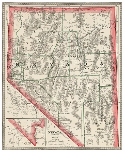 Jigsaw Puzzle of Map of the state of Nevada, USA 1883