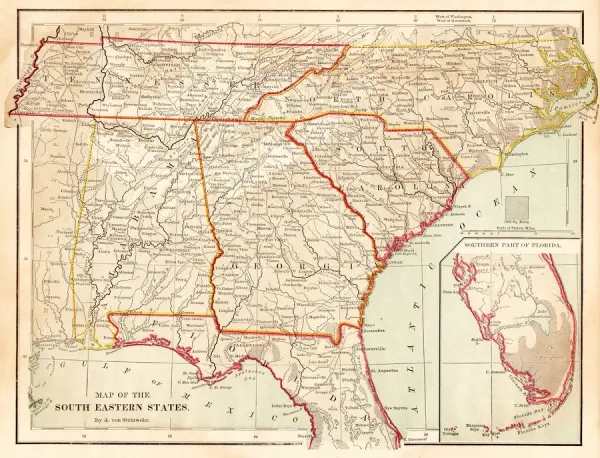 Maps of the southern states USA 1877 Our beautiful Wall Art and Photo ...