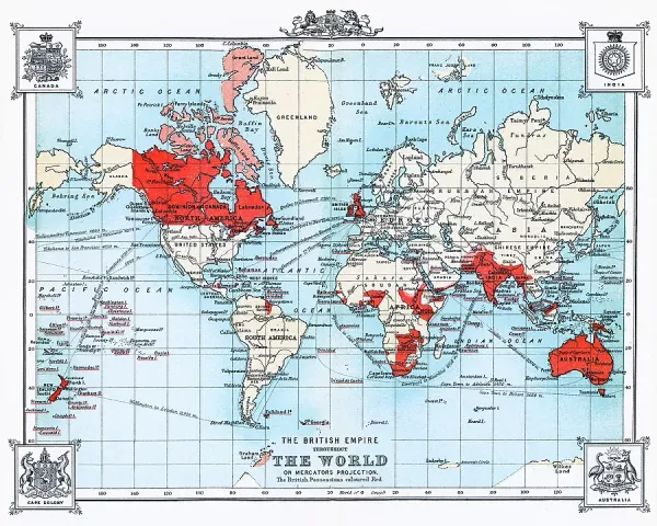 Framed Print of Old chromolithograph map of the British Empire