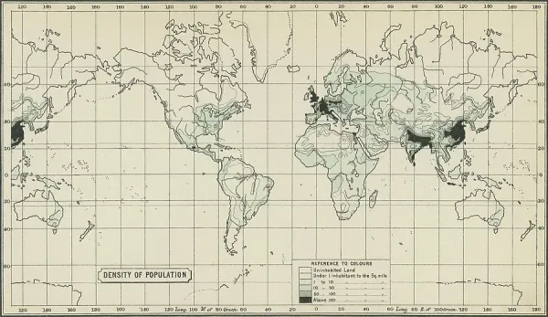 Jigsaw Puzzle of Old chromolithograph map of population density of