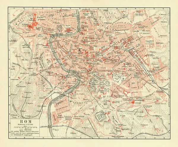 Old Map Reproductions Rome 1900 Meyers Map South Italy Rome Naples
