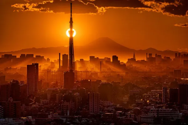 Sunset In Tokyo Japan