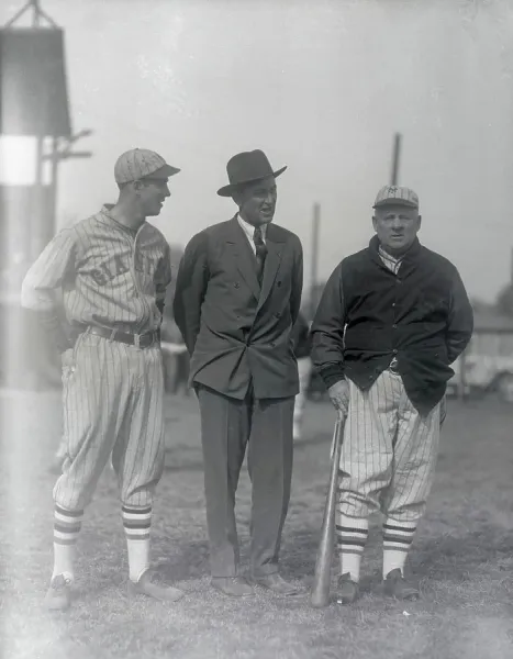Ty Cobb Standing with John McGraw and Travis Jackson