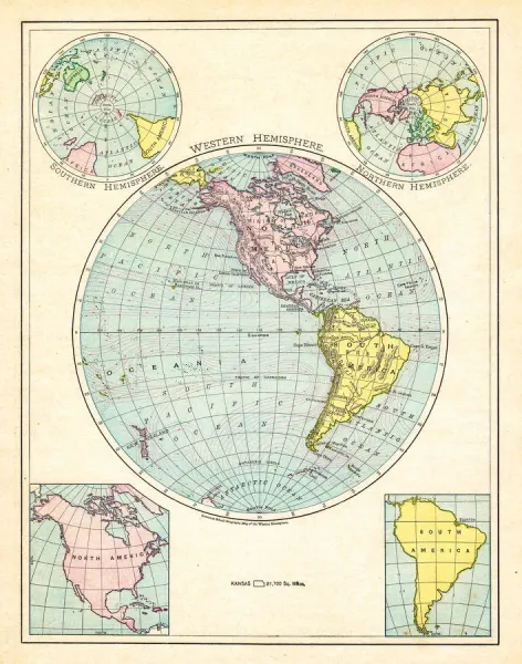 Western Hemisphere Map Line Drawing