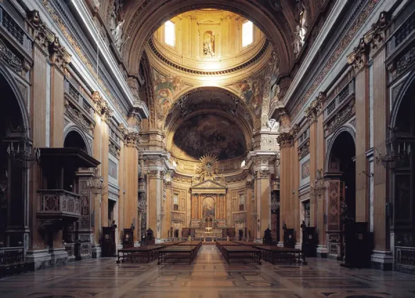 Gesu In Rome Overwhelming Decorated Ceiling Inside The Jesuit Church