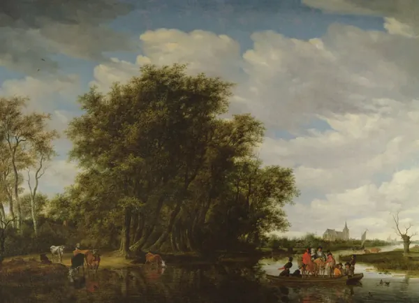 A River Landscape with Figures in a Ferry Boat Our beautiful Wall Art ...