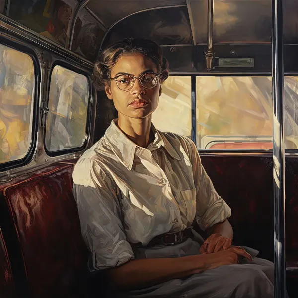 Jigsaw Puzzle of AI IMAGE Portrait of Rosa Parks sitting on a bus