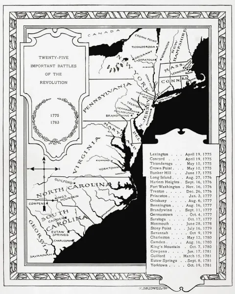 American Revolutionary War Battles Map