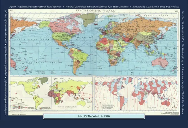 Historical World Events map 1970 US version Our beautiful Wall Art and ...