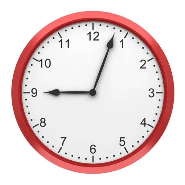 red round wall clock isolated on white background red round