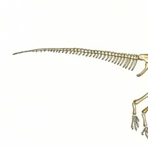 Illustration of the skeleton of an Oviraptor dinosaur