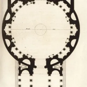 Plan And Elevation Of The Pantheon In Rome From The