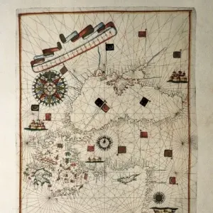 Portolan chart, 1591. Map of the North Atlantic Ocean